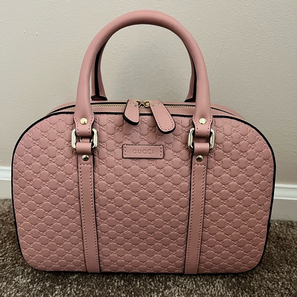Gucci | Bags | Gucci Light Pink Microguccissima Leather Boston Bowler ...
